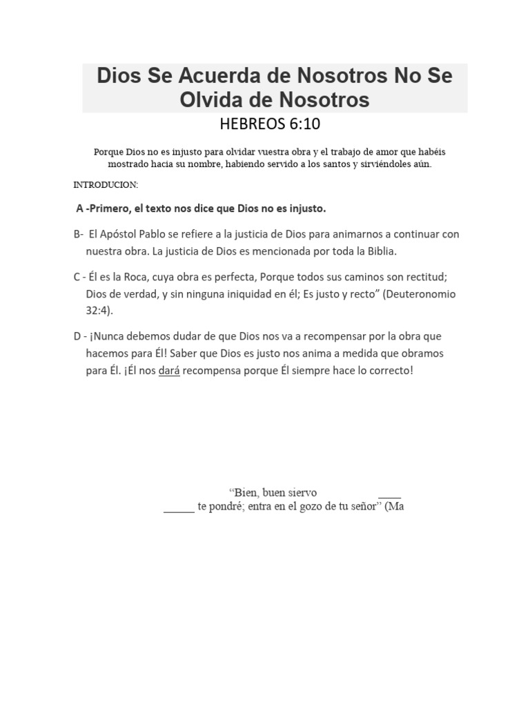 Dios Se Acuerda de Nosotros No Se Olvida de Nosotros | PDF | Jesús | Dios