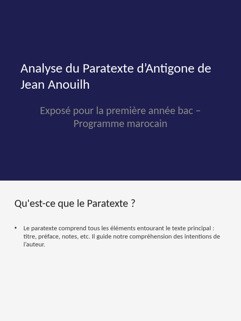 Antigone Paratexte Exposé Fully Enhanced | PDF | Classiques