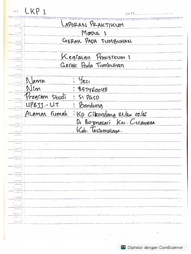 LKP 1 Gerak Pada Tumbuhan | PDF