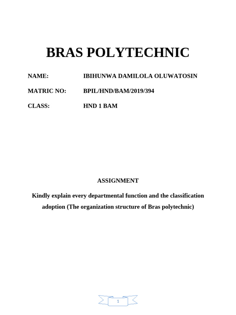 Organizational Structure of Bras Polytechnic | PDF | Organizational ...