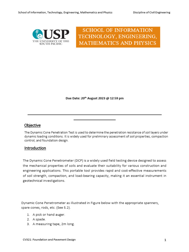 CV 321_Lab 1_DCP_Final | PDF | Engineering | Geotechnical Engineering