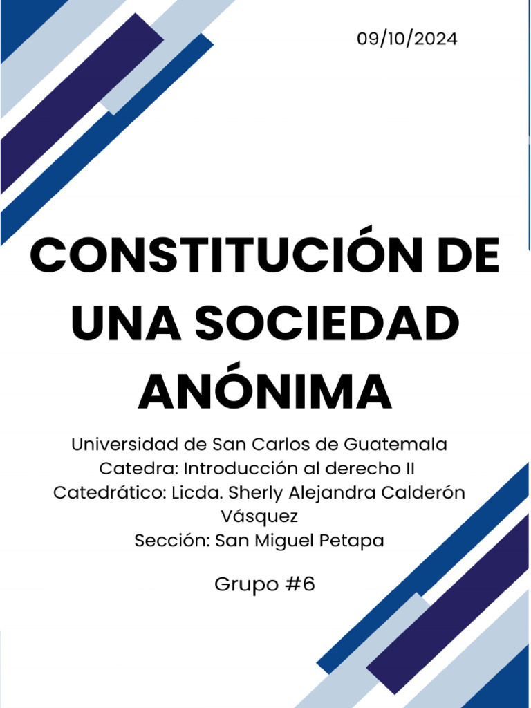 Constitucion de Una Sociedad Anonima | PDF | Sociedad de responsabilidad limitada | Sociedad