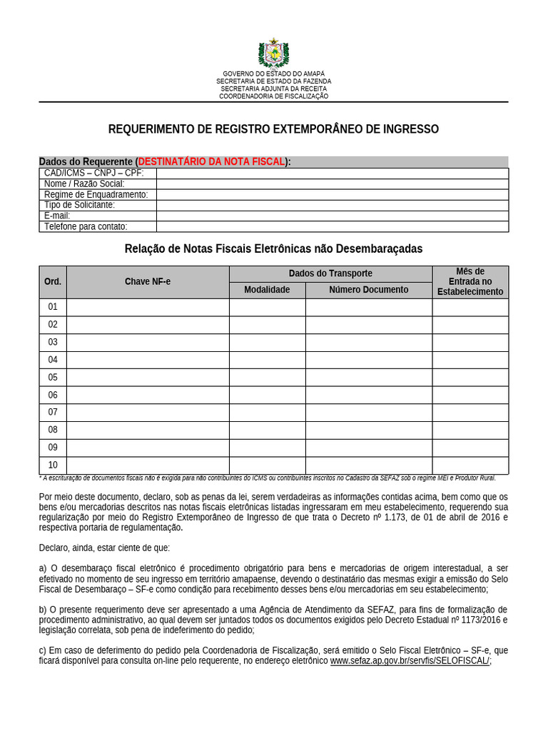 Requerimento - Registro Extempor Neo | PDF | Recibo