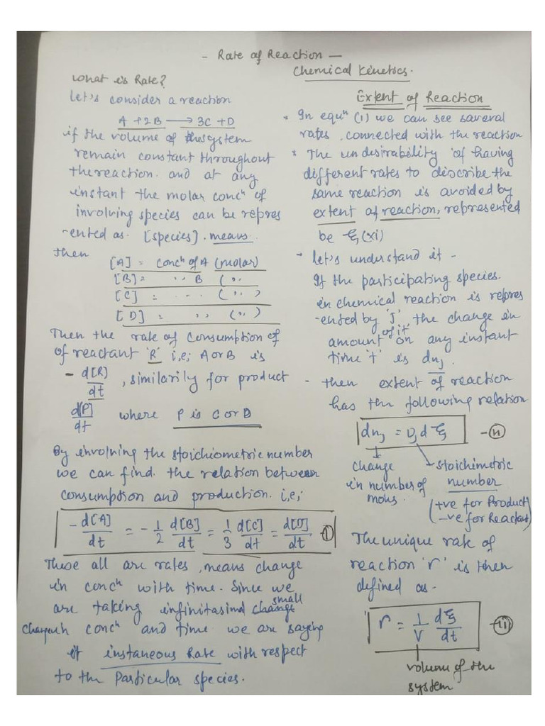 Chemical Kinetics Notes | PDF