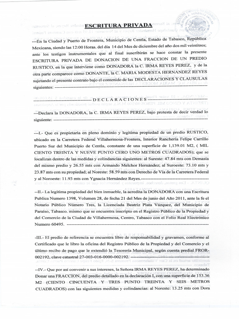 Escritura Centla | PDF