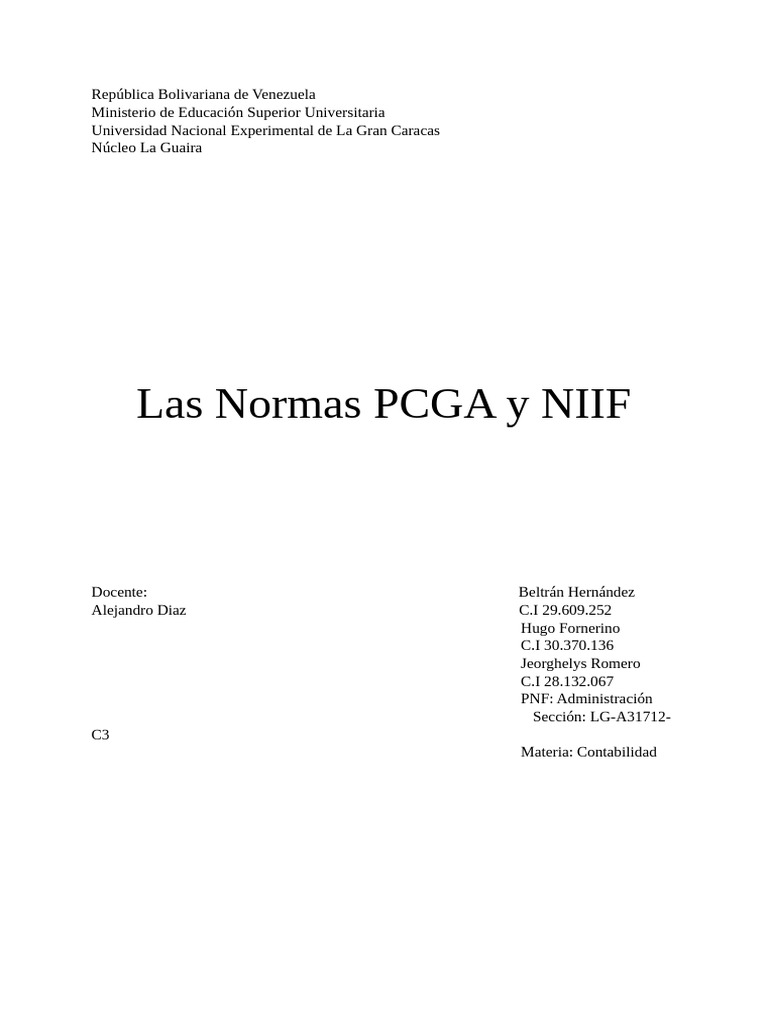 Las Normas PCGA Y NIIF | PDF | normas internacionales de INFORMACION ...
