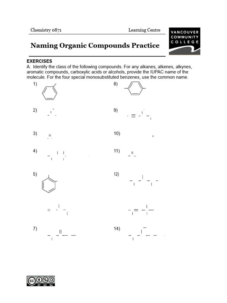 Naming Organic Compounds Practice | PDF | Methyl Group | Ether