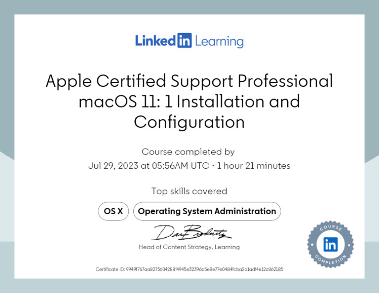 CertificateOfCompletion - Apple Certified Support Professional MacOS 11 ...