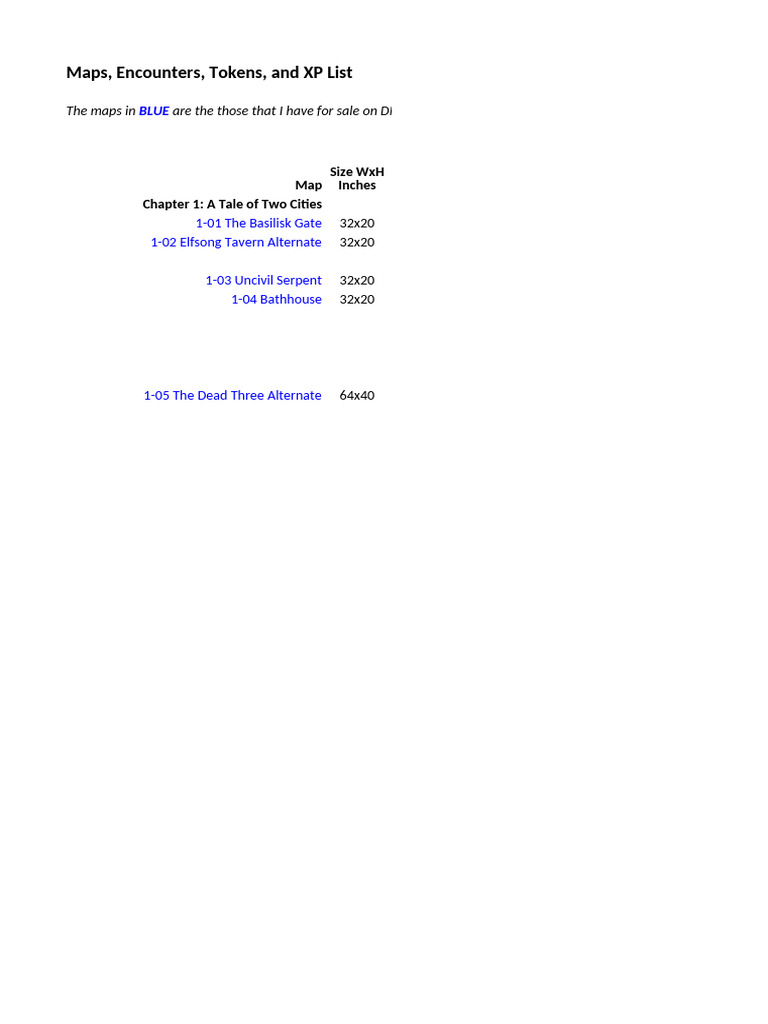 Maps, Encounters, Tokens, and XP List | PDF | Law