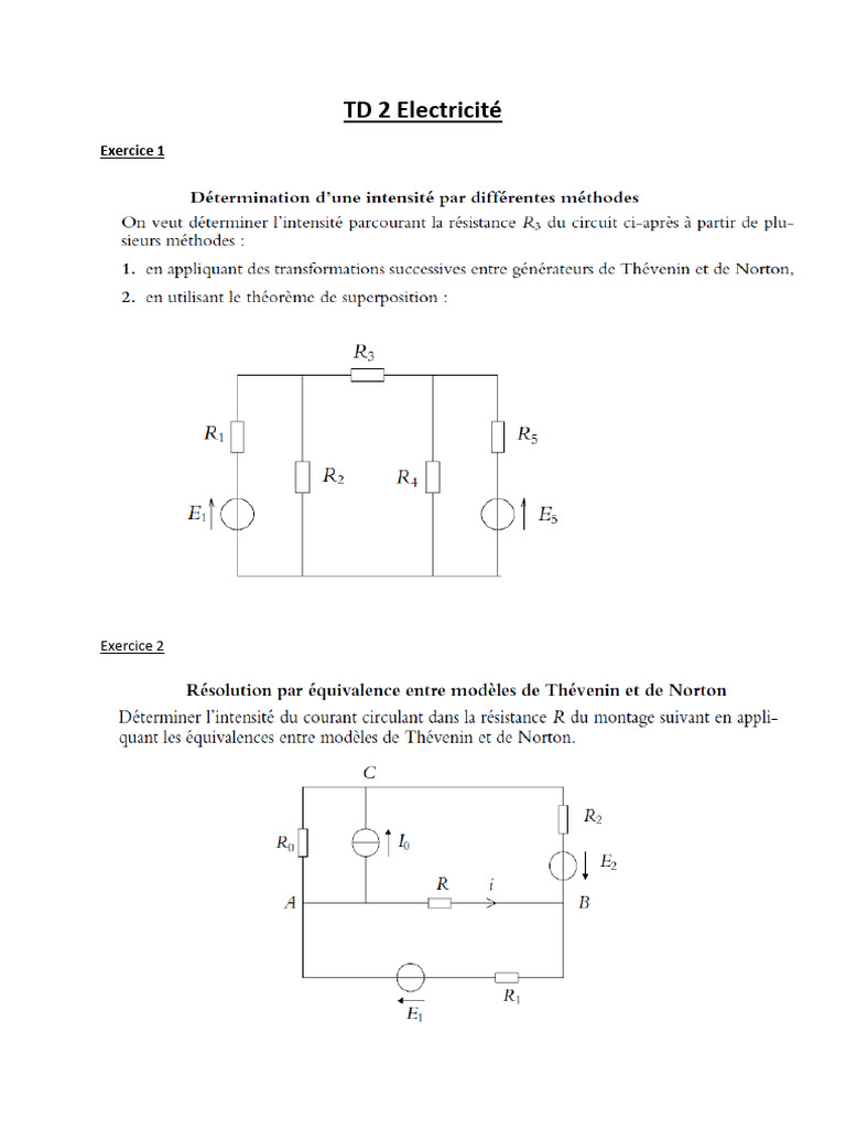 TD 2 Electricité 2018 | PDF | Science & Mathematics