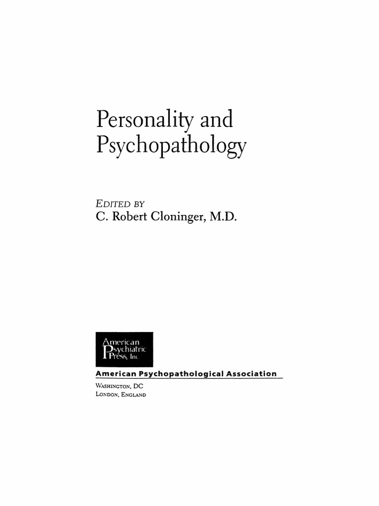 Cloninger - Personality and Psychopathology | PDF | Twin | Genetics