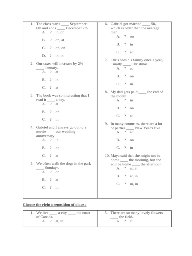 Prepositions and Articles | PDF