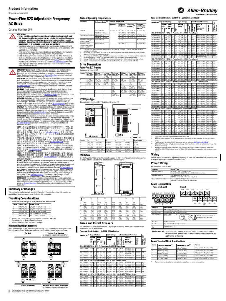 Powerflex 523 Adjustable Frequency Ac Drive: Product Information | PDF ...
