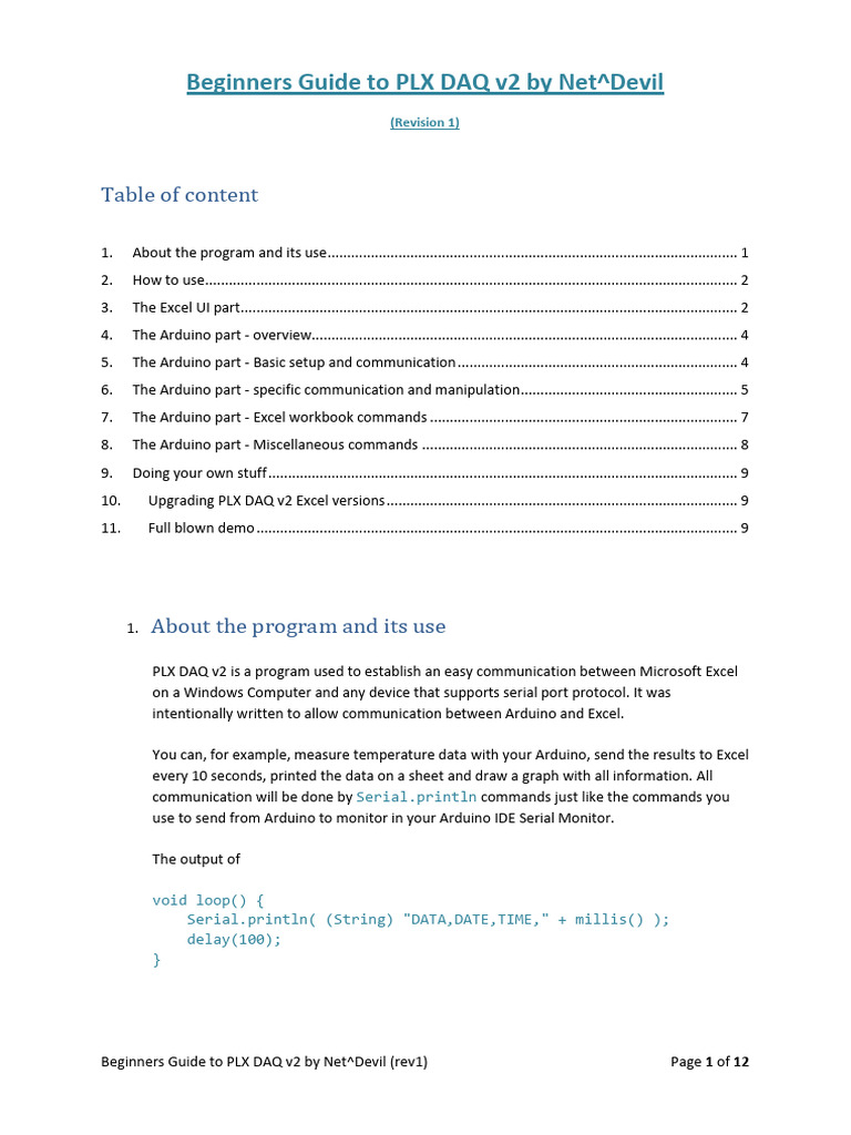 Beginners Guide To Plx Daq V2 Rev1 Pdf Microsoft Excel Arduino