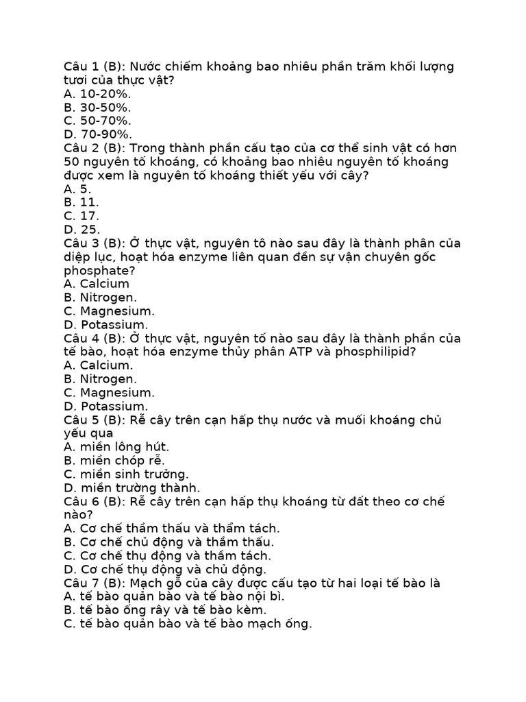 Ôn Sinh Ktra TX | PDF