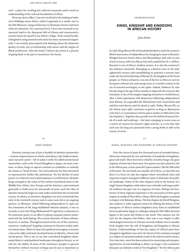 Kings, Kingship and Kingdoms in African History: John Parker | PDF ...