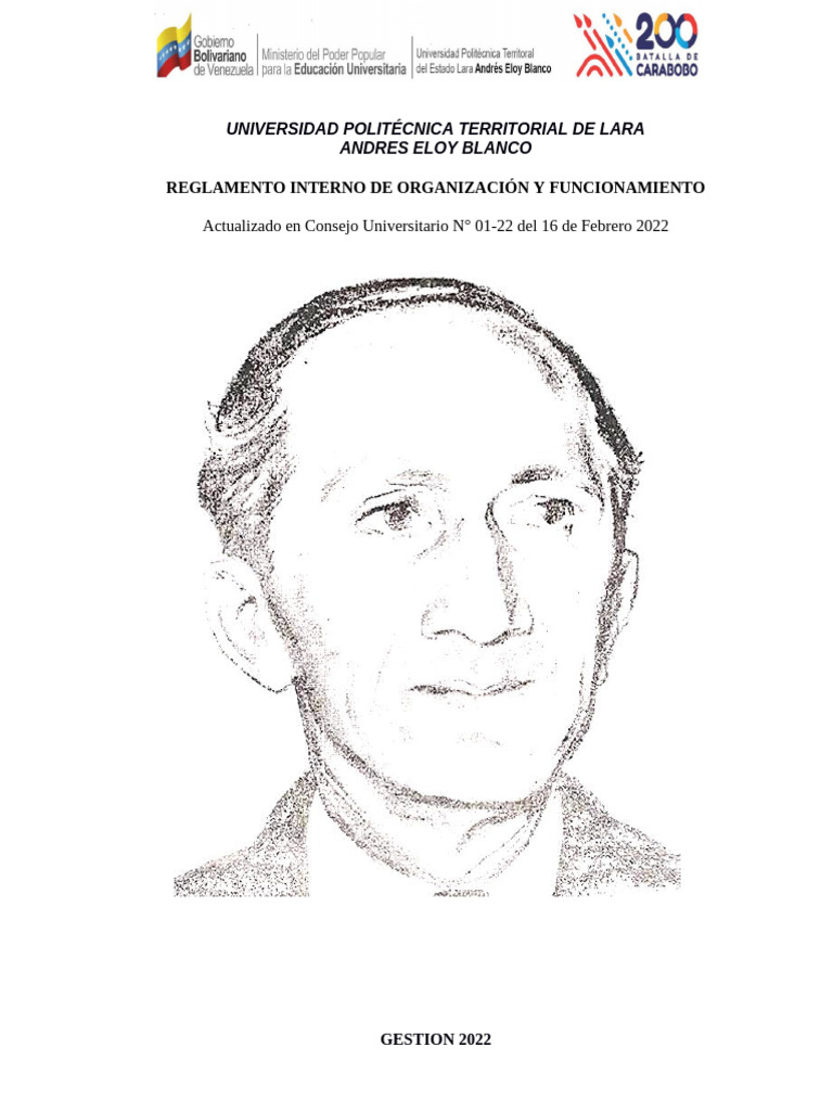 2022 Reglamento Interno de Organización y Funcionamiento de La Uptaeb | PDF | Universidad | Plan ...