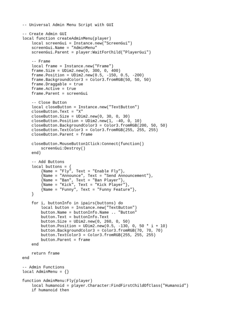 Universal Admin Menu Script GUI | PDF | Software | Computing