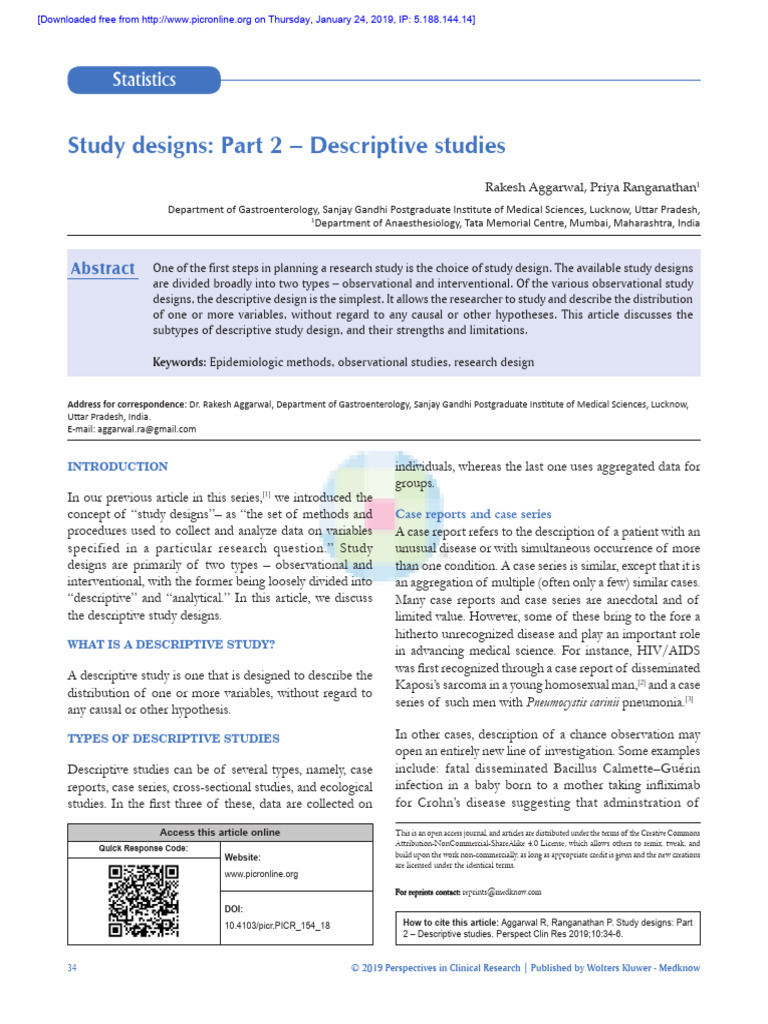 Descriptive Study Designs Guide | PDF | Medical Specialties | Clinical Medicine