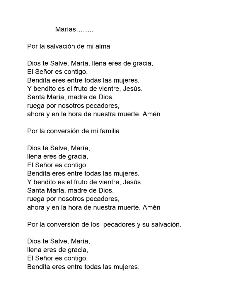 Tres Aves Marías y Oraciones | PDF