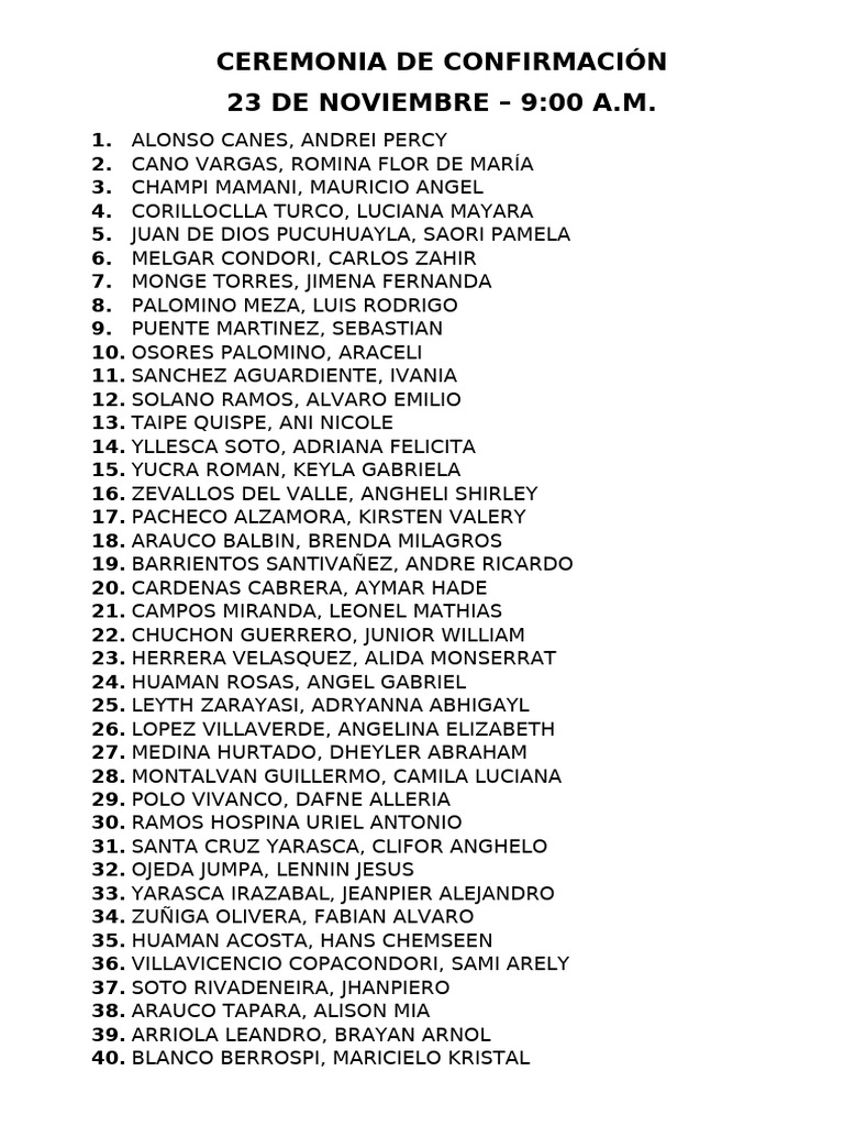 Lista Confi (Documentos Completos) | PDF | Viajes y turismo