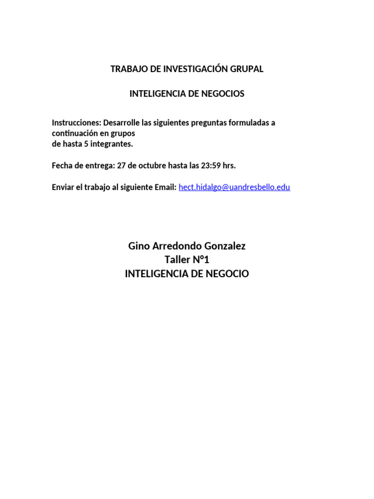 Taller 1 Inteligencia de Negocio | PDF | Inteligencia de negocios | Python (lenguaje de ...