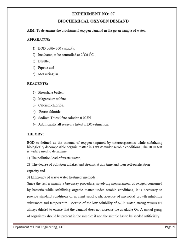 18CVL67 Environmental Engineering Laboratory Manual | PDF | Chemistry ...