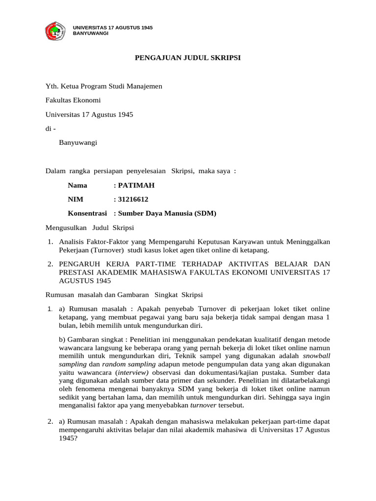 Pengajuan Patimah | PDF