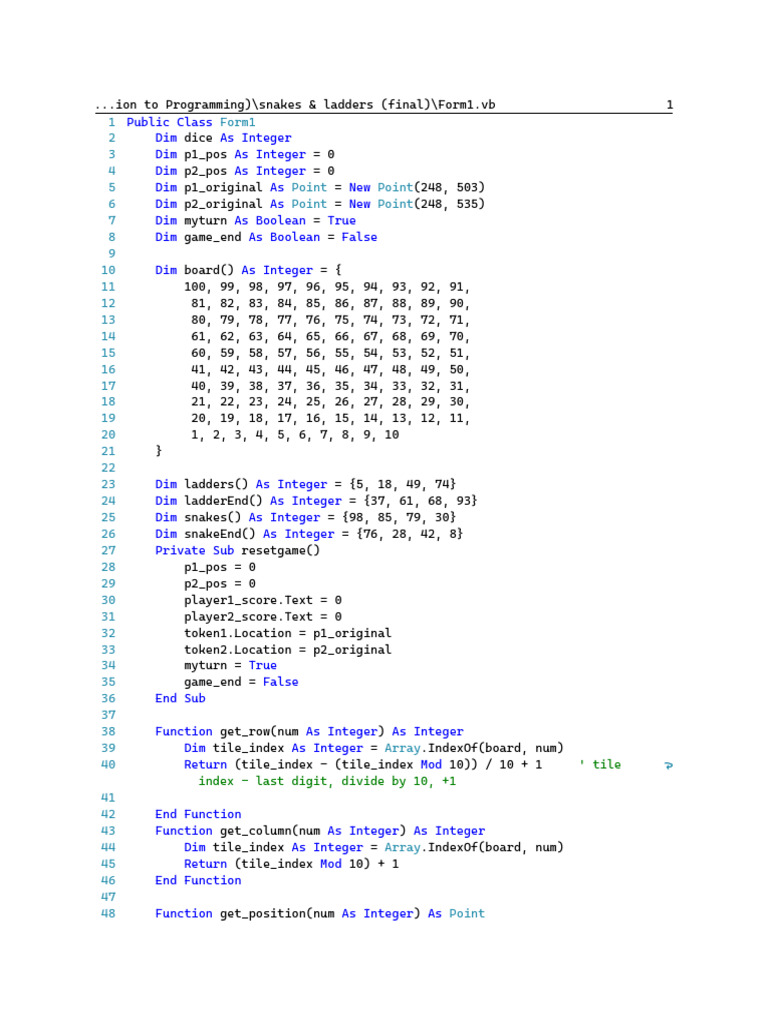 Snakes Ladders Code Game Pdf Computer Programming Software