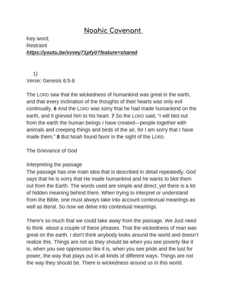 Noahic Covenant | PDF | Noah | Covenant (Biblical)