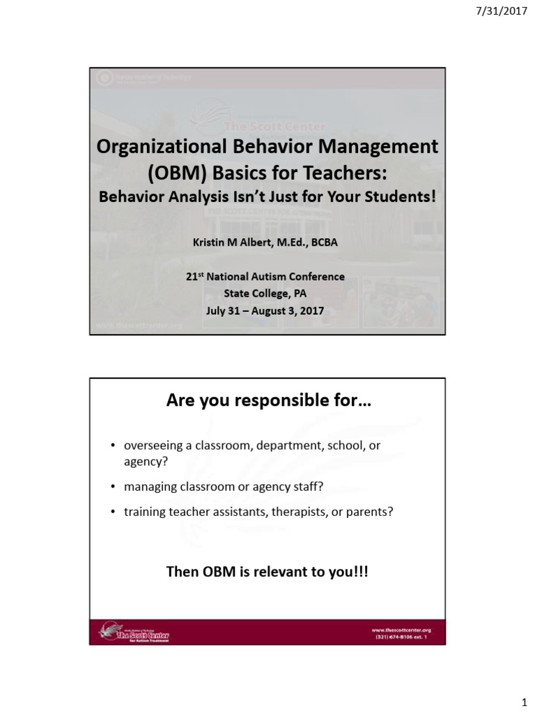 OBM Basics for Educators and Staff | PDF | Reinforcement | Goal Setting