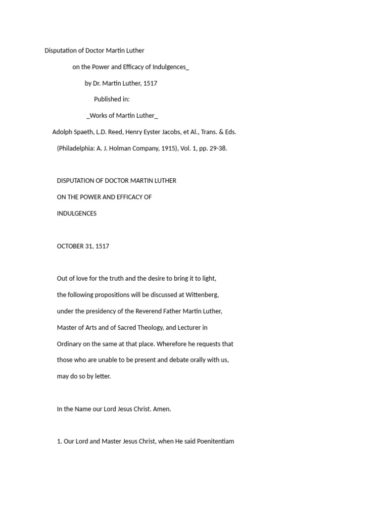 Martin Luther 95 Thesis | PDF | Indulgence | Penance