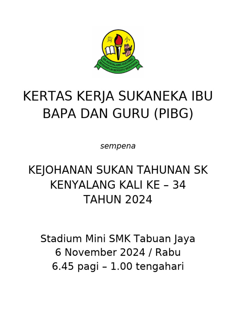 Sukaneka PIBG SK Kenyalang | PDF