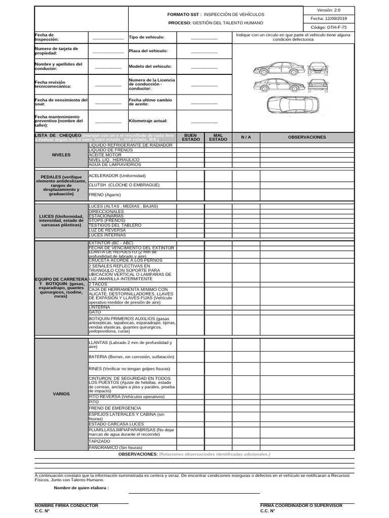 Formato Inspeccion de Vehiculo | PDF | Tecnología de vehículos ... Formato Inspeccion de Vehiculo | PDF | Tecnología de vehículos ...