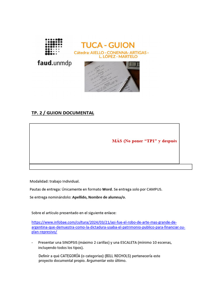 TP 2 Documental - Consignas | PDF | Viajes y turismo | Historia