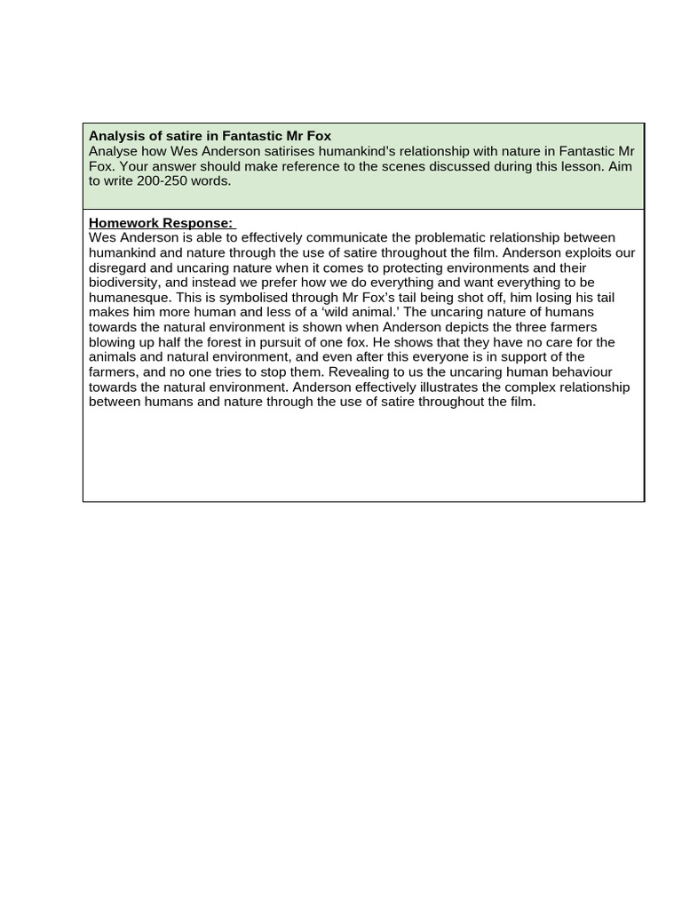 Analysis of Satire in Fantastic MR Fox | PDF