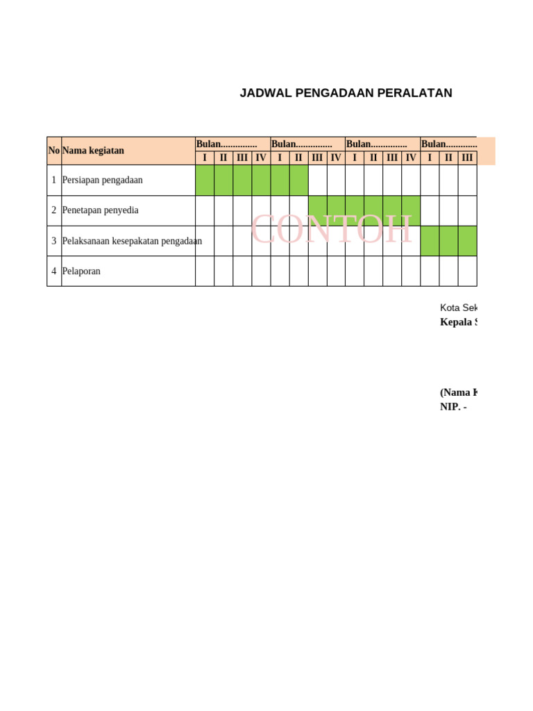 Format Jadwal Pengadaan Peralatan | PDF