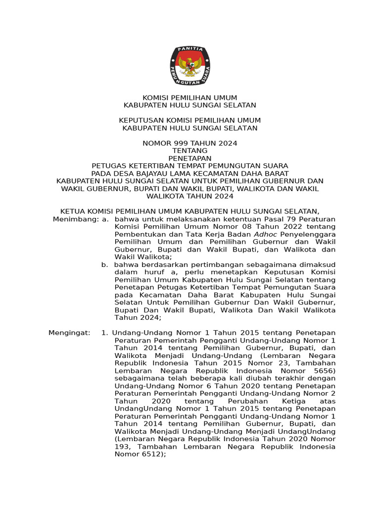 Contoh SK Pam TPS-1 | PDF