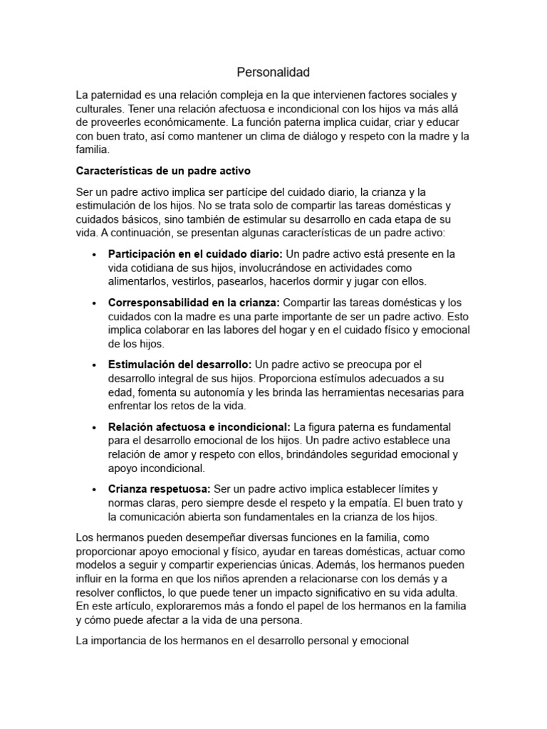 Personalidad | PDF | Las emociones | Teoría de apego