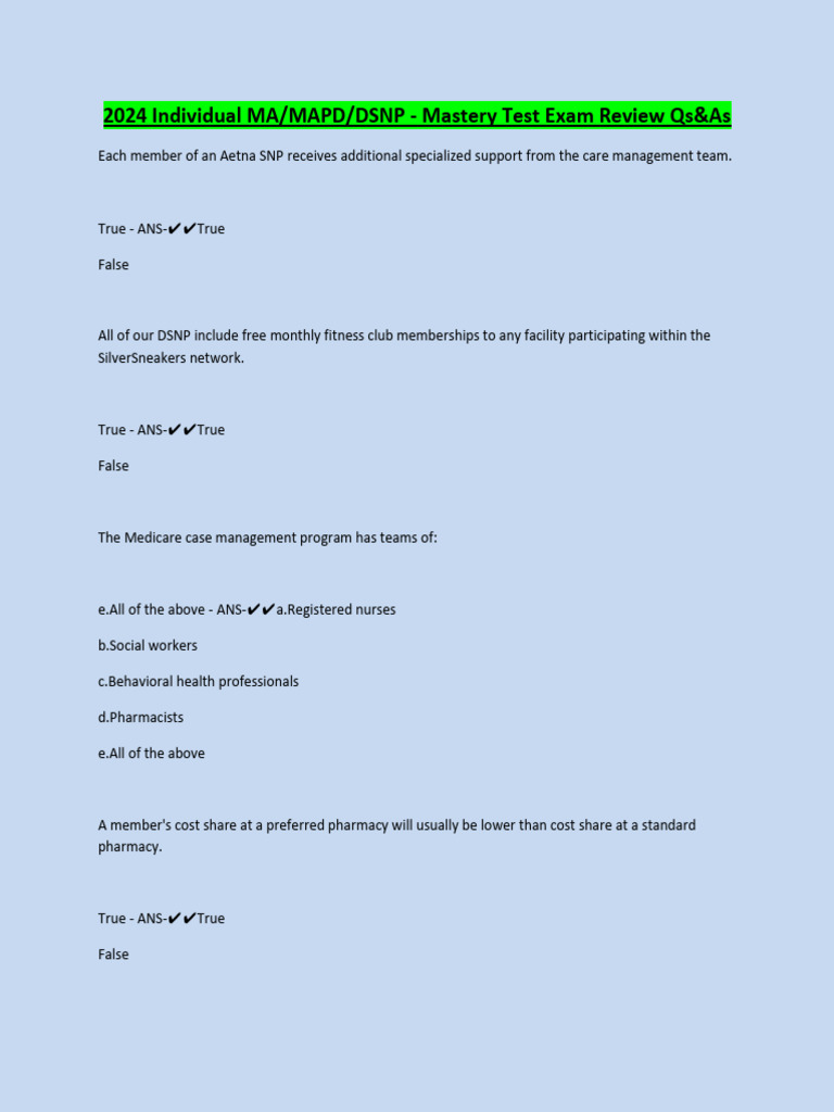 2024 Aetna MA/MAPD/DSNP Exam Review | PDF | Business