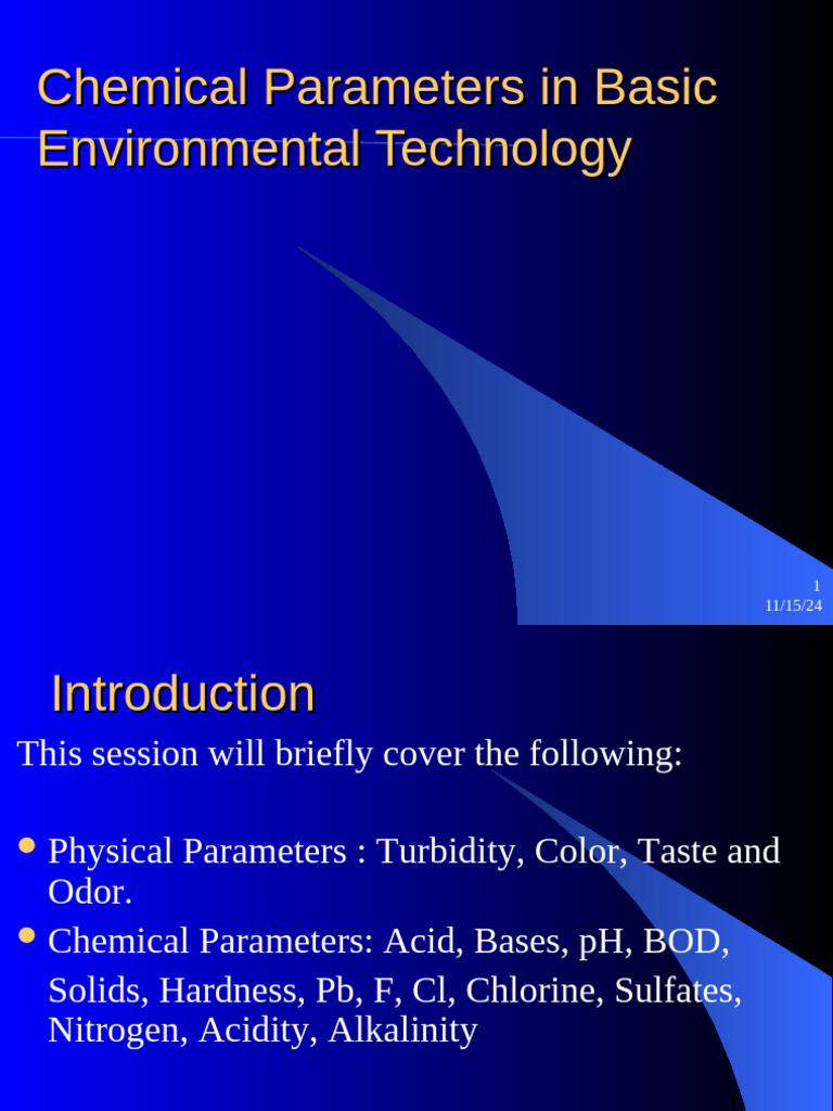 Chemical Parameters in Basic Environmental Technology-1 | PDF ...