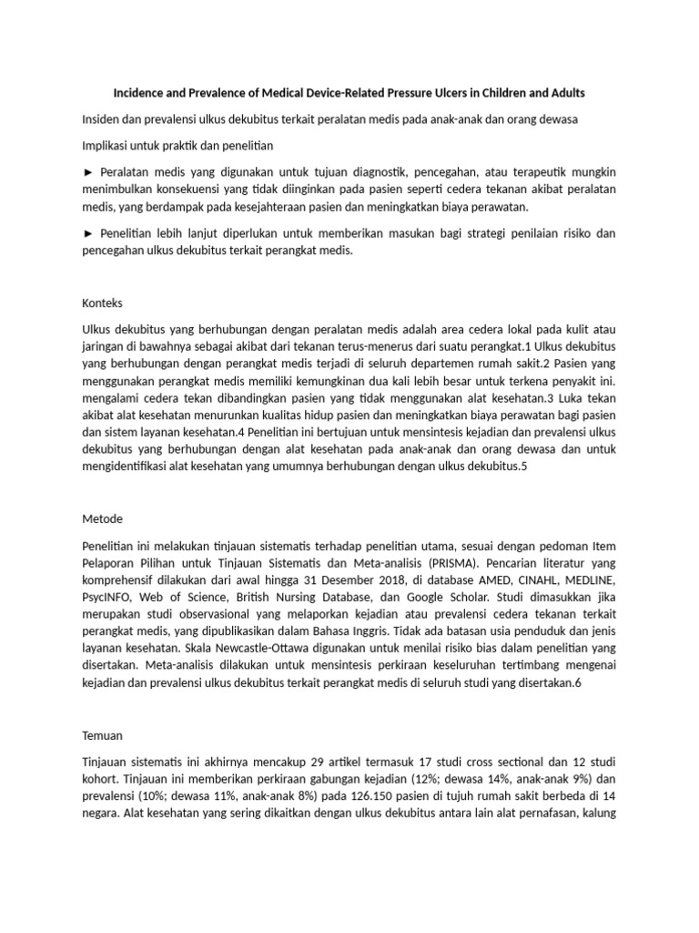 Incidence and Prevalence of Medical Device-Related Pressure Ulcers in ...