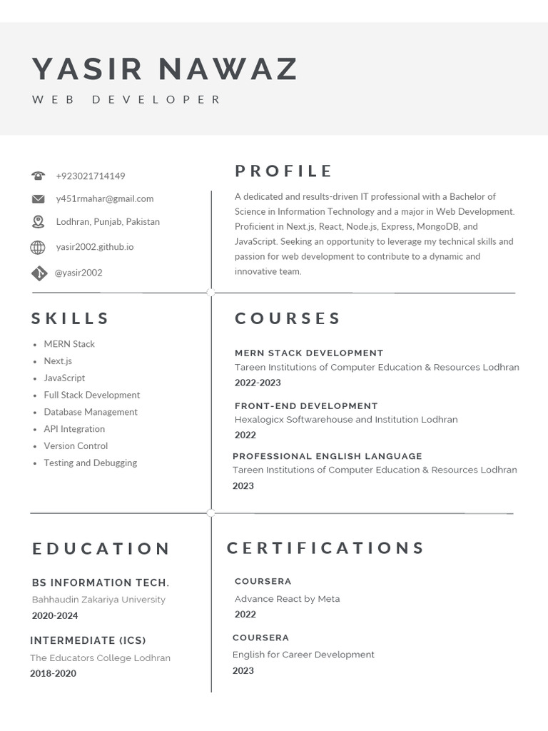 Yasir Nawaz Resume | PDF | Art