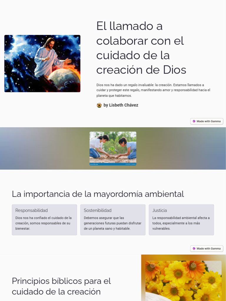 El Llamado A Colaborar Con El Cuidado de La Creacion de Dios | PDF ...