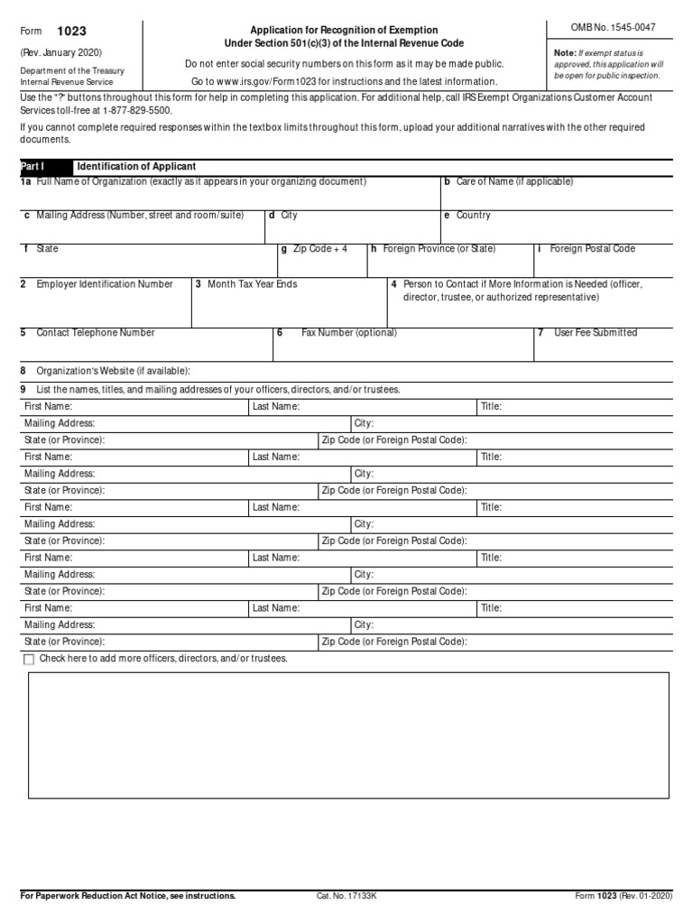 Irs Form 1023 | PDF | Revenue | Office Of Foreign Assets Control