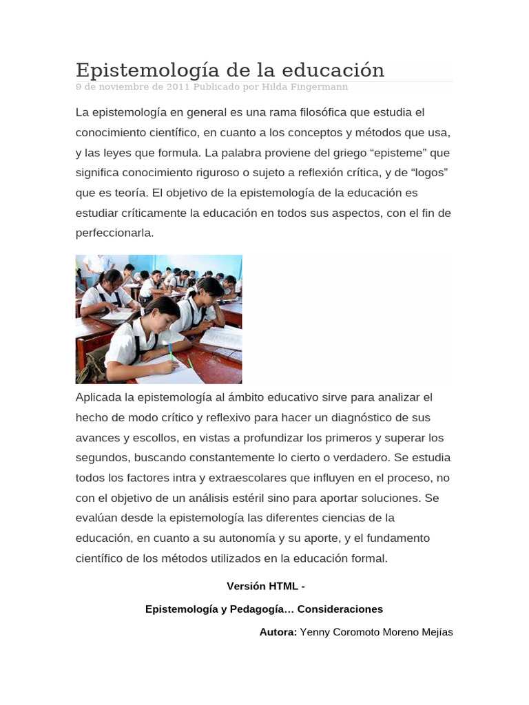 Epistemología en la Educación | PDF | Conocimiento | Empirismo