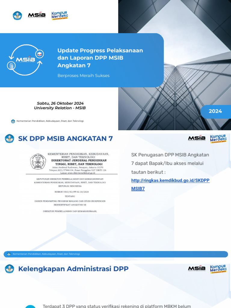 Update Progress Pelaksanaan Dan Laporan DPP MSIB Angkatan 7 | PDF