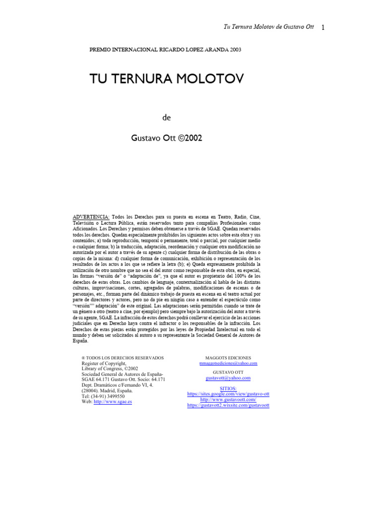 24 Tu Ternura Molotov I23a | PDF | Autor | Verdad