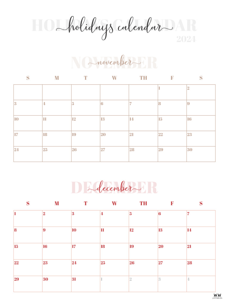 2024 November and December Holidays | PDF