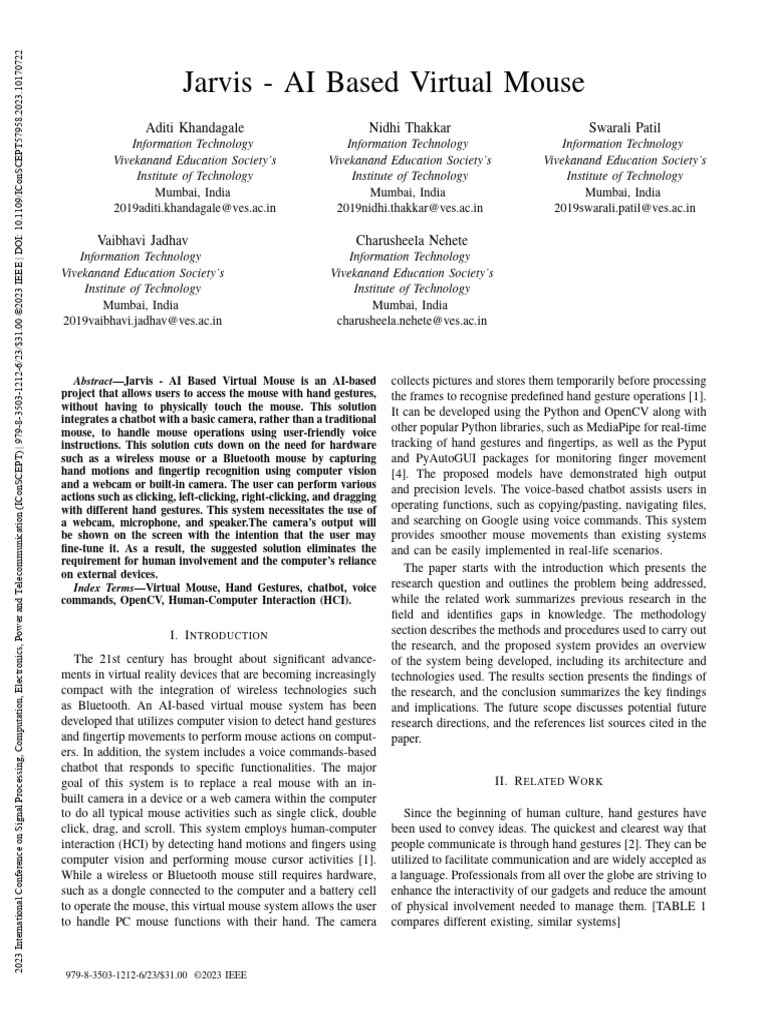 Jarvis - AI Based Virtual Mouse | PDF | Cursor (User Interface ...